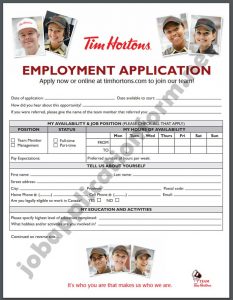 Tim Hortons Application Online & PDF 2021 | Careers, How to Apply ...